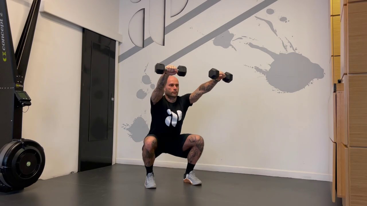Double Dumbbell Squat to Front Raise