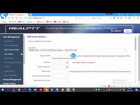 How to create group and users in the web company platform