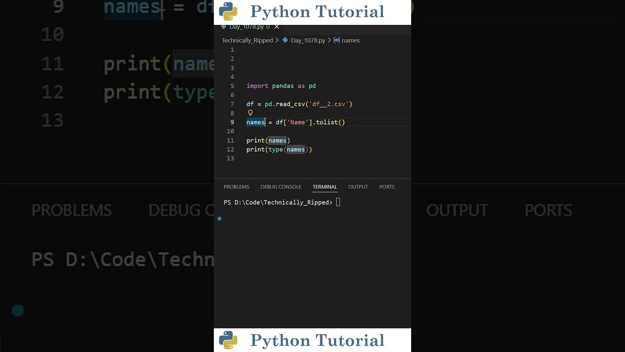 The Easiest Way to Get a List from Pandas | Python Tutorial