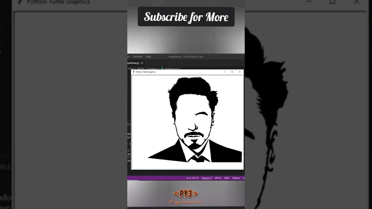 Draw Tony Stark Using 3 Lines Of Python Code |#py3 #python #pydroid3