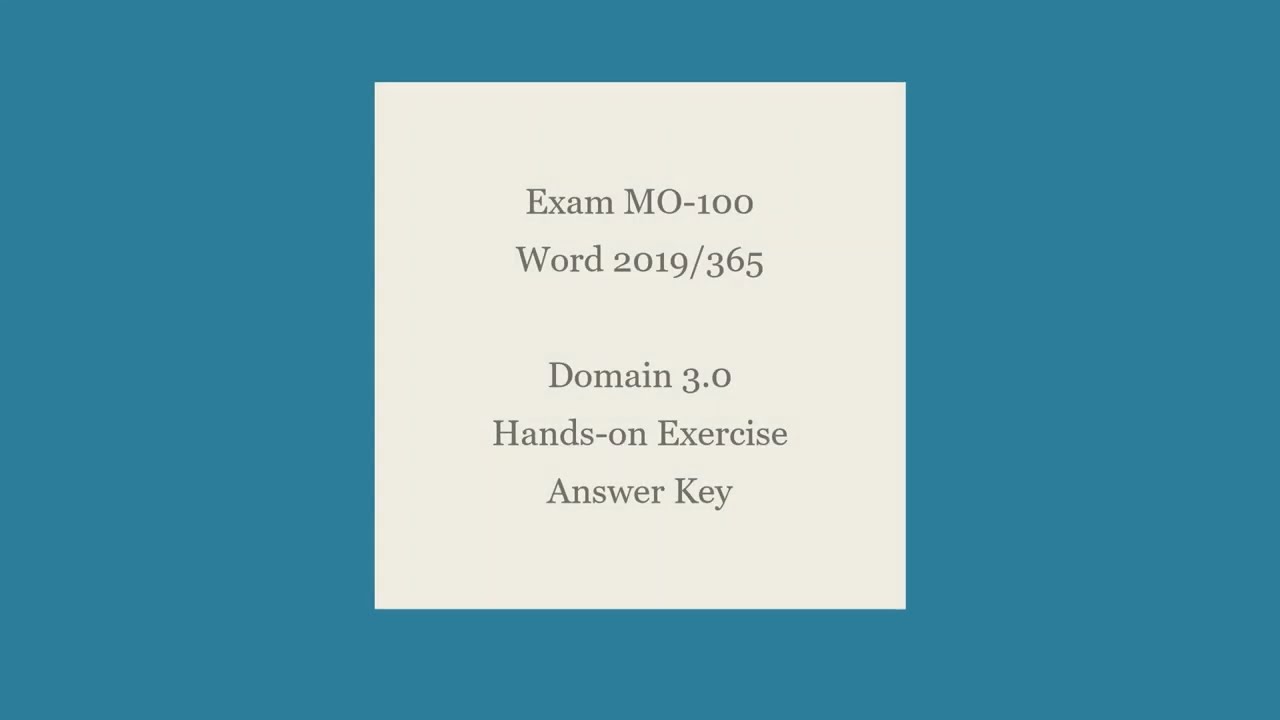 MO 100: Domain 3 Answer Key