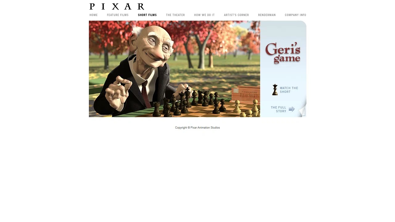 Pixar website in 2002