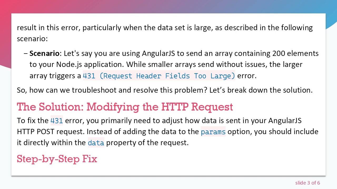 How to Fix 431 (Request Header Fields Too Large) Error in AngularJS HTTP Post Requests