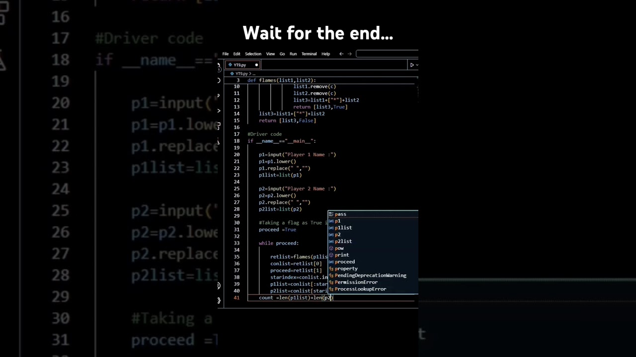 Python Program To Implement Simple FLAMES Game With Their Respective Occurrences | #python #coding