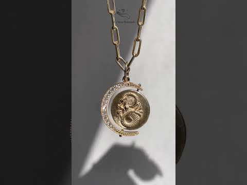 Astrology Signs Spinning Diamond Crescent Coin Pendant Written In The Stars