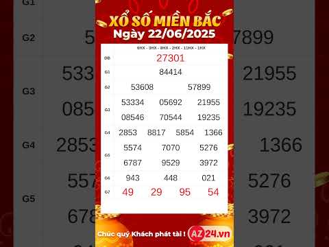 Xổ số miền Bắc 22/6/2025 | XSMB - SXMB - KQXSMB - XSTD - Kết quả Xổ số miền Bắc hôm nay chủ nhật