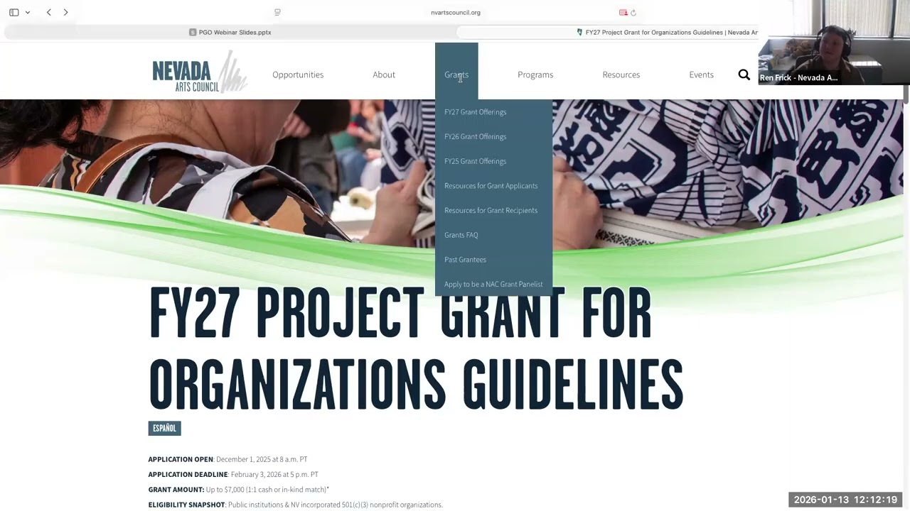 Community Arts Development - FY27 Grant Virtual Workshop