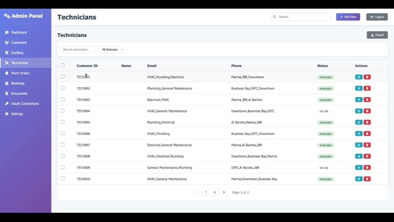 Facilities Management AI Assistant-Admin Dashboard