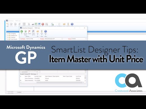 Adding Unit Price and Gross Profit to Item Master in Dynamics GP Using SmartList Designer