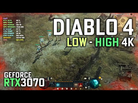 Diablo 4 | RTX 3070 FPS & Performance Test | 4K Low Medium High + DLSS