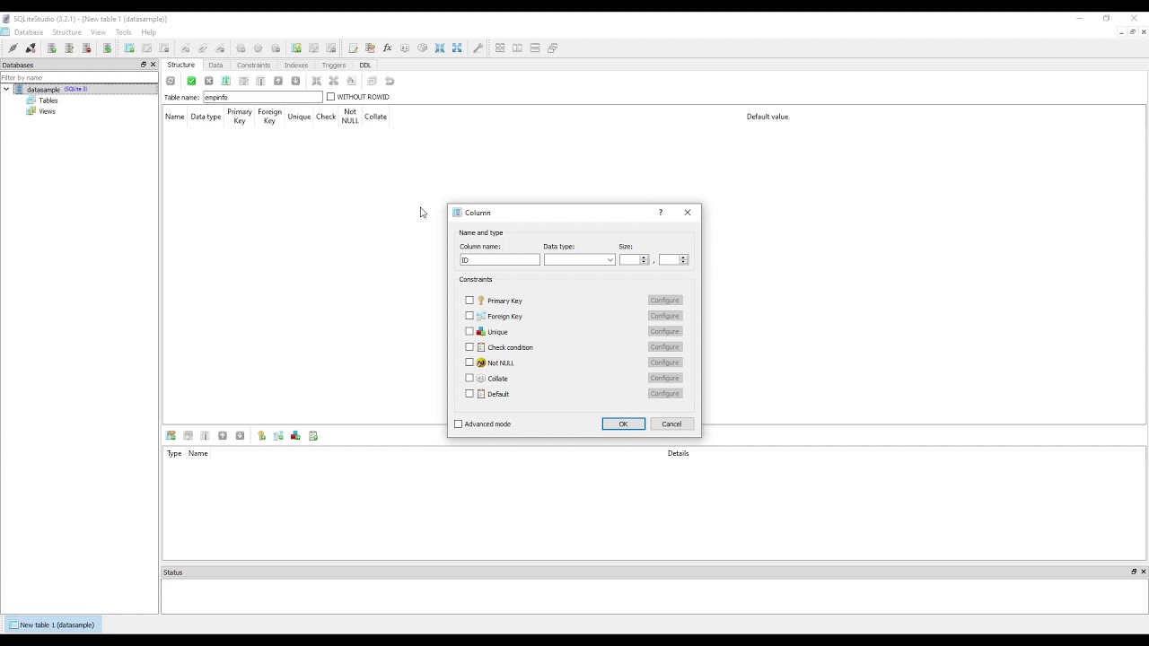 How to Create SQLite Database using SQLiteStudio