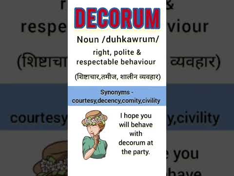 Advanced English vocabulary।। DECORUM meaning, synonyms daily use example sentences