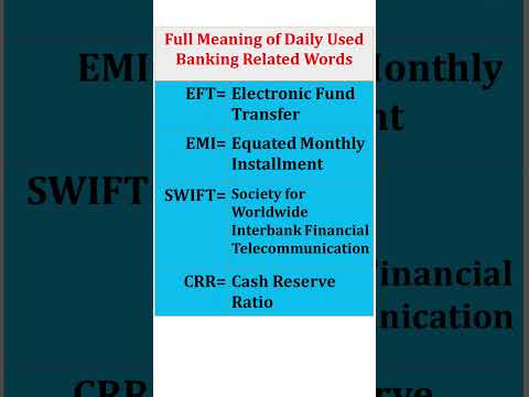 Abbreviation of EFT, EMI, SWIFT, CRR #bank #banking #account