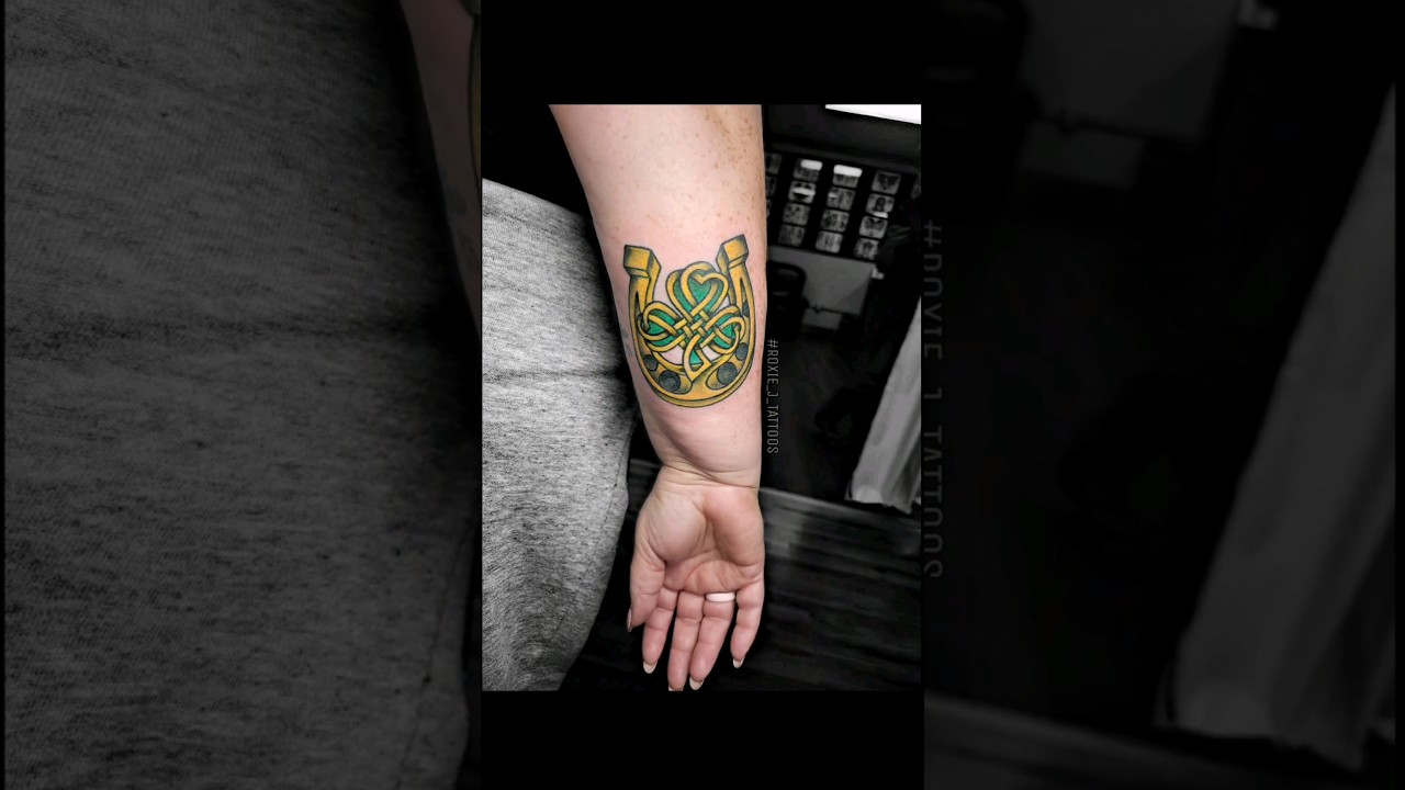 Horseshoe 3 Leaf Clover Celtic Tattoo
