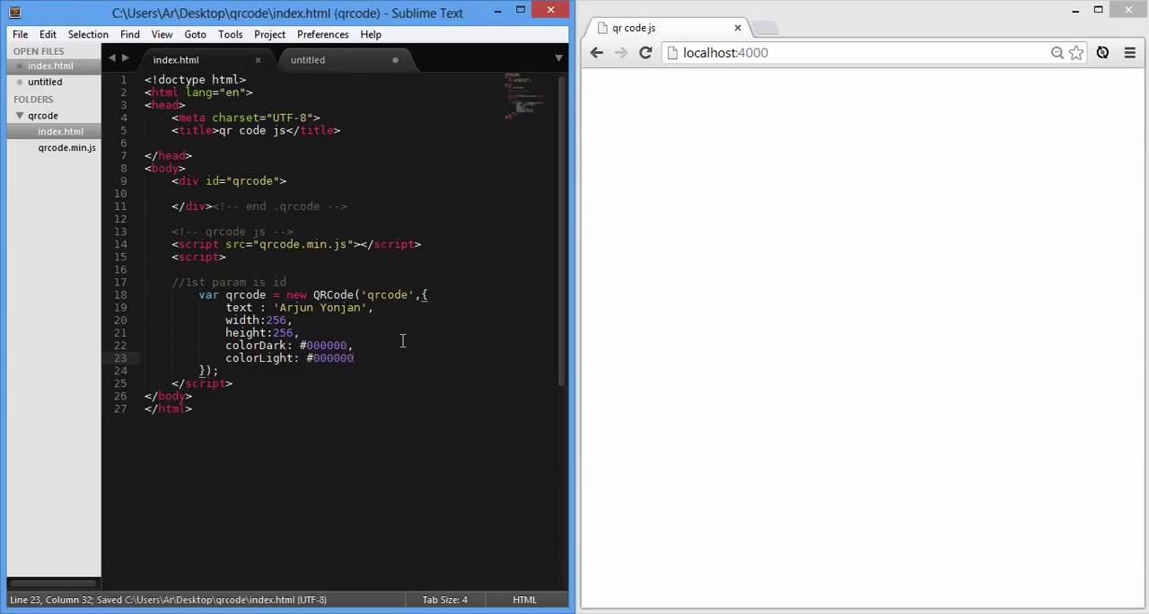 QRCode js   QR Code using javascript plugin 720p