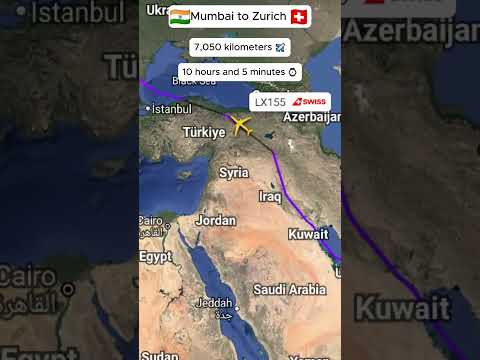 Mumbai to Zurich Air route | Real Time Flight | Flight Route Live | Plane Tracker #aviation #4k
