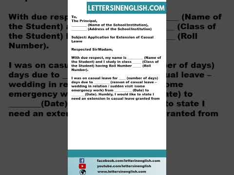 Letter to Principal Requesting Extension in Casual Leave