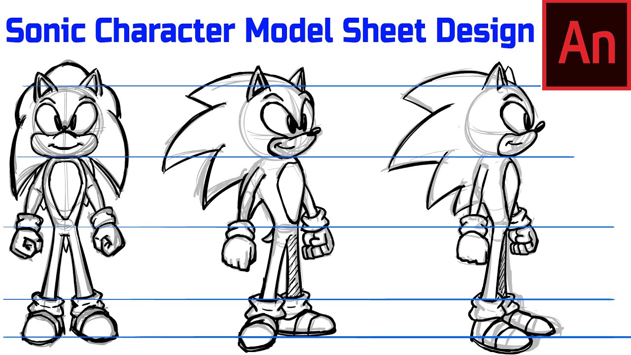 2D Sonic Character Model Sheet Design | Adobe Animate CC Tutorial