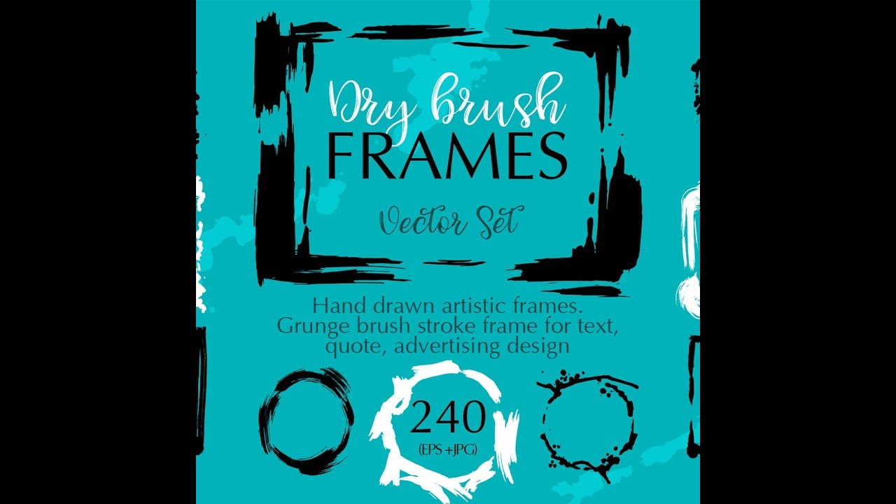 Dry brush frames vector collection vector set