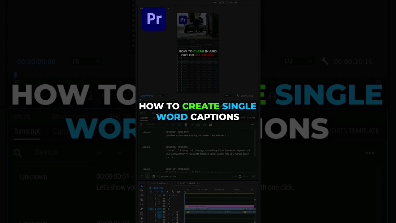How to create SINGLE WORD Captions 👍 #premierepro #tutorial #kylerholland