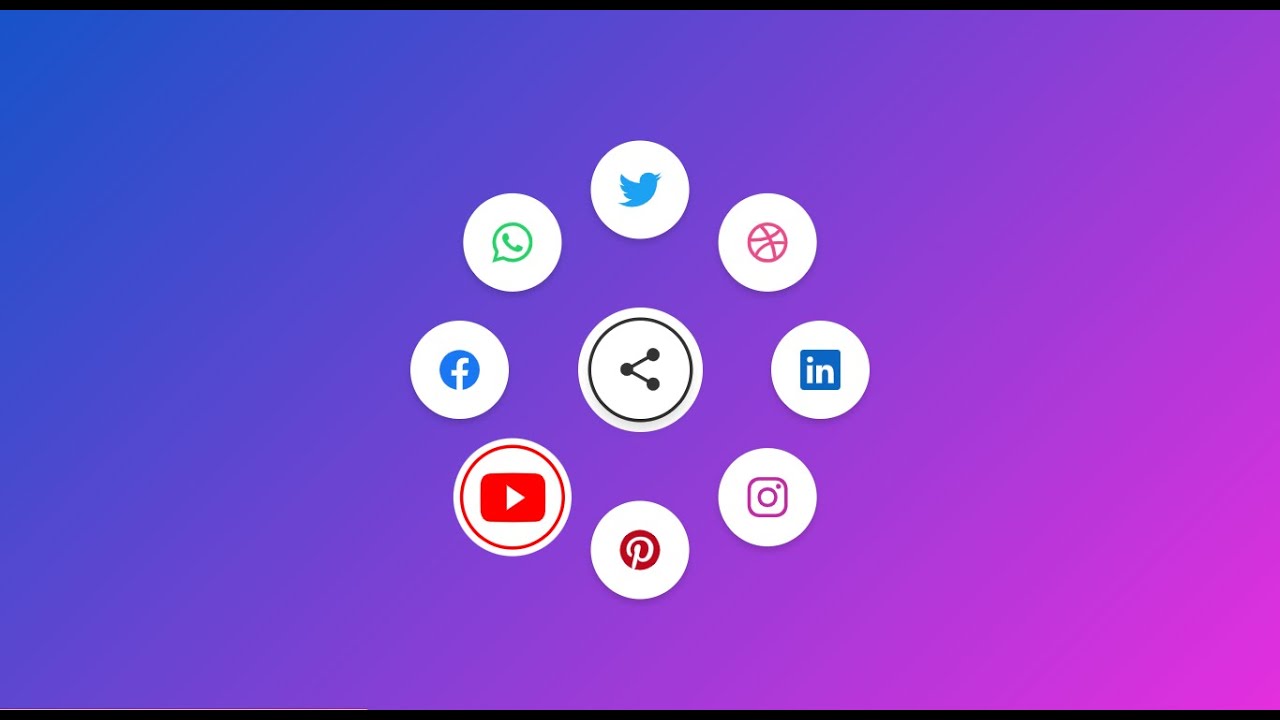 Animated Circular Navigation Menu using Html CSS, Vanilla JS|Circular Social Share Menu  Html CSS JS
