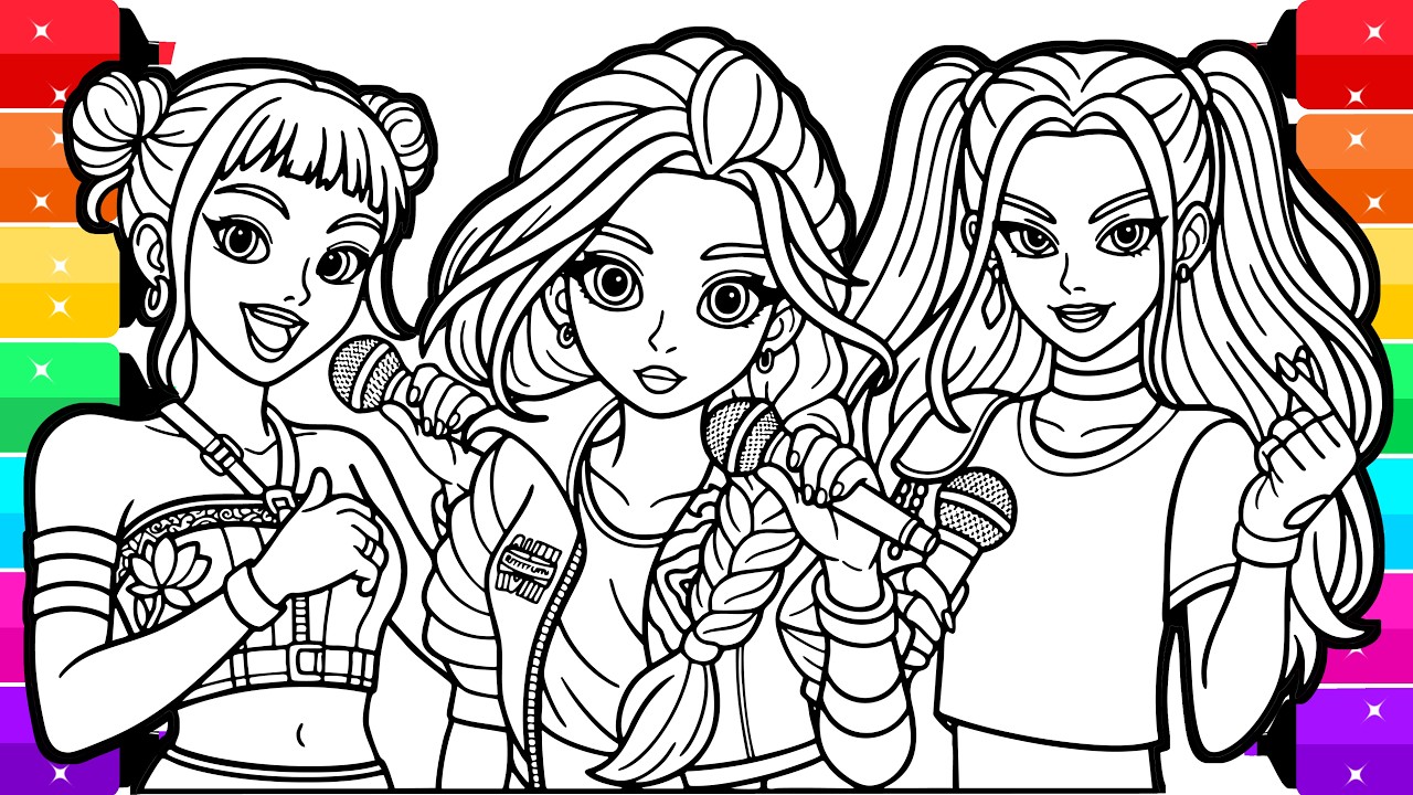 KPop Demon Hunters Coloring Pages | Satisfying Coloring Huntrix | Rumi Mira Zoey