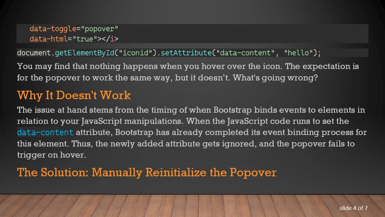 Solving the Problem of Popover Display when Setting Attributes with JavaScript