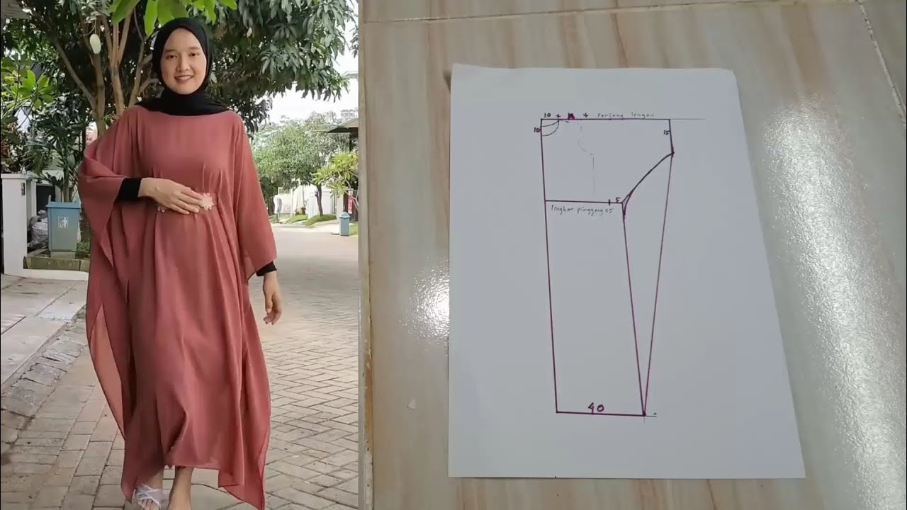 Cara membuat pola kaftan( gaun kelelawar) dan cara memotong bahannya....#baju lebaran