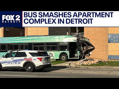 Bus crashes into apartment complex in Detroit