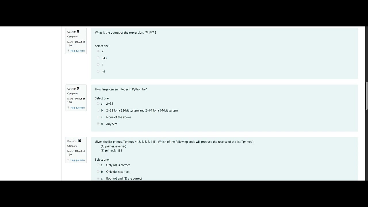 01 Python Test|  Spoken Tutorial question answers | MCQ