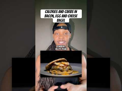 calories and carbs in bacon, egg and cheese bagel! #fitness #youtubeshorts #weightloss