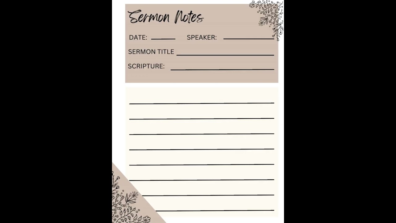 Sermon Notes Printable or use PDF with notes app