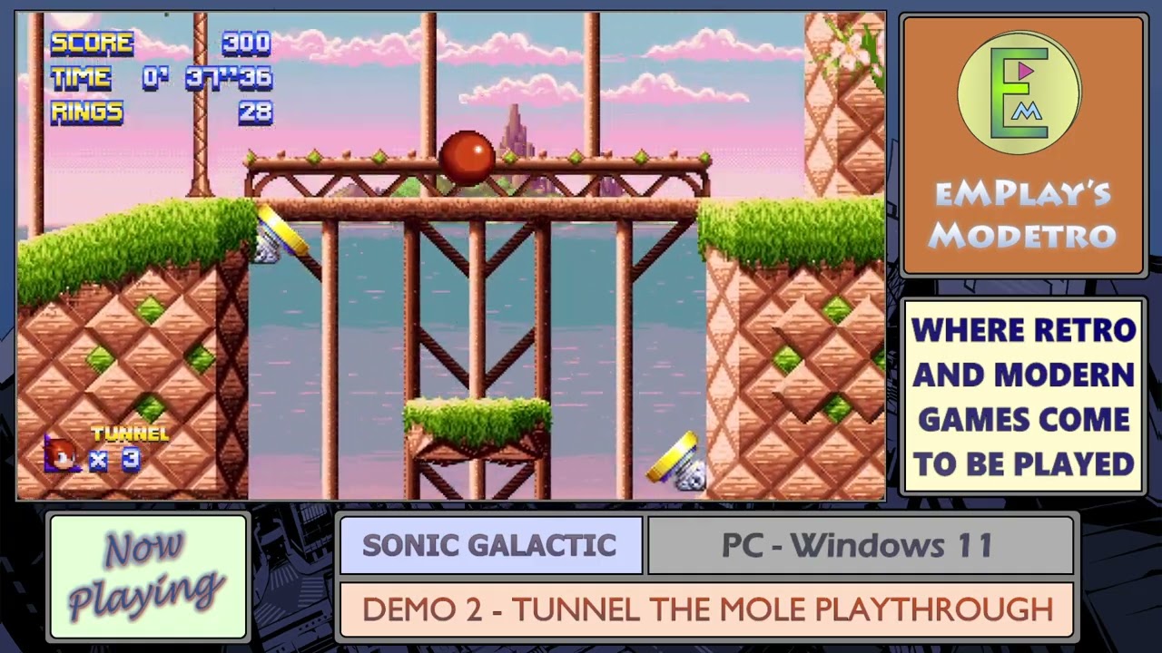 Sonic Galactic - Demo 2 - PC (Windows) - Tunnel Playthrough - #1 - Verdant Isle Zone - Act 1