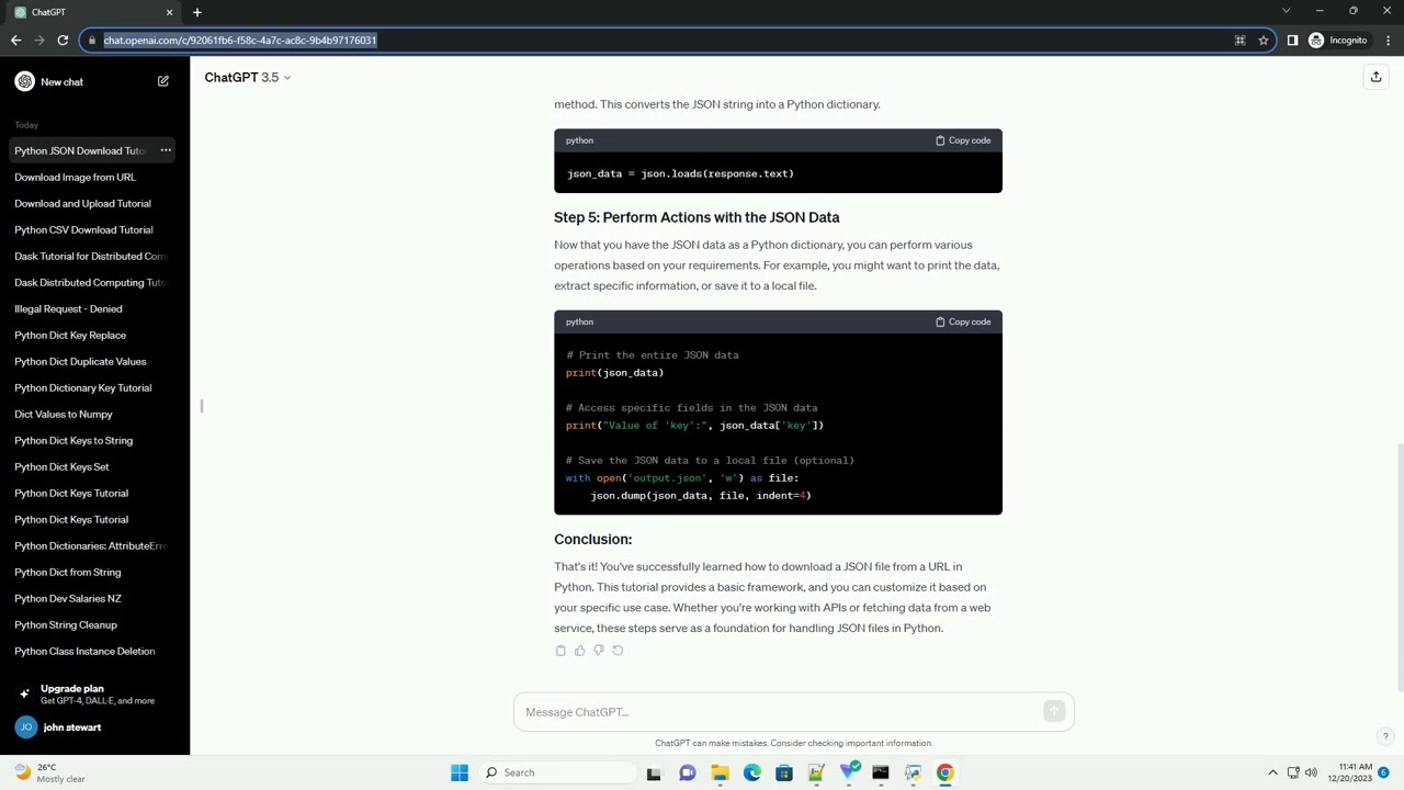 python download json file from url