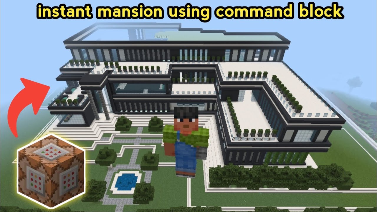 HOW TO BUILD A HOUSE IN MINECRAFT BY USING A COMMAND BLOCK ( INSTANT MANSION ) 😱