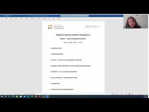 Primary Care Workgroup Meeting - August 29, 2024