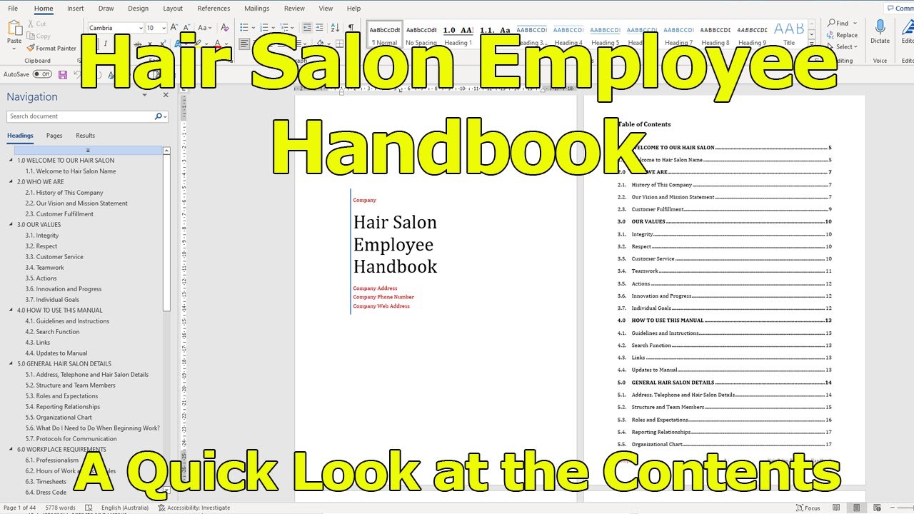 Hair Salon Employee Handbook Template - Improve Your Salon Faster