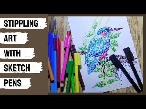 Stippling Art with Sketch Pen | Pen Dot Art | Pointillism | Vandana Kashyap