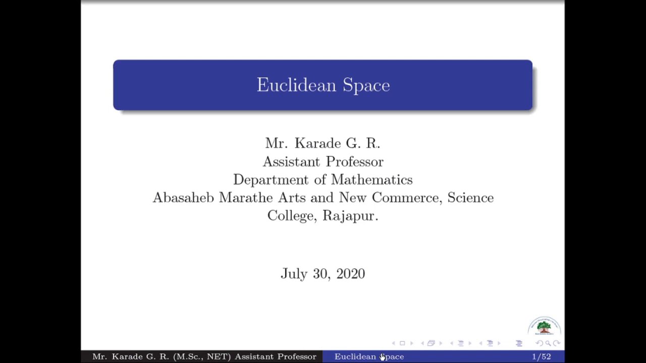 Euclidean Space Lecture-1