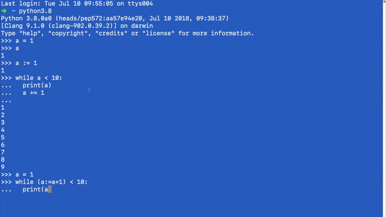Playing with Python 3.8 assignment expressions