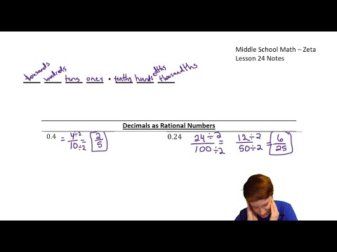 KStevMath - Zeta Math U See - Writing Decimals as Fractions - Lesson 24
