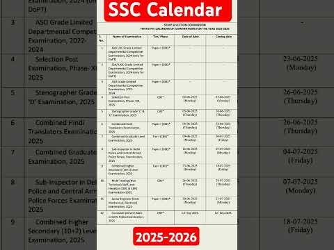 SSC Calendar 2025-2026 #govtjobs #sarkarinaukari #sarkariresult #jobs #ssc #ssccgl #sscgd #2025