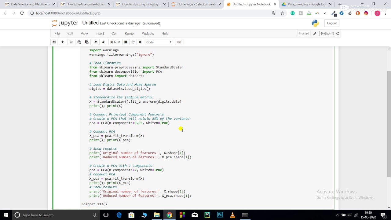 Reduce dimensionality using PCA in Python