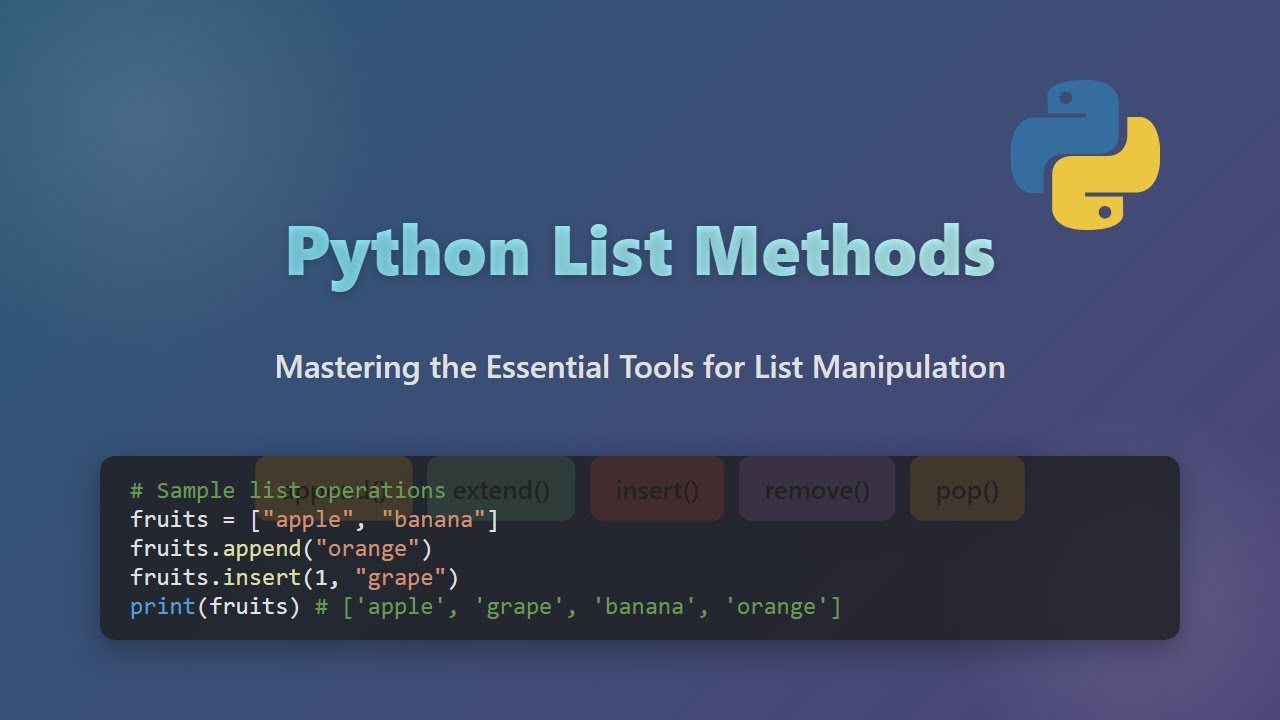 Python List Methods: Append, Extend, Insert, Remove, Pop Explained for Beginners