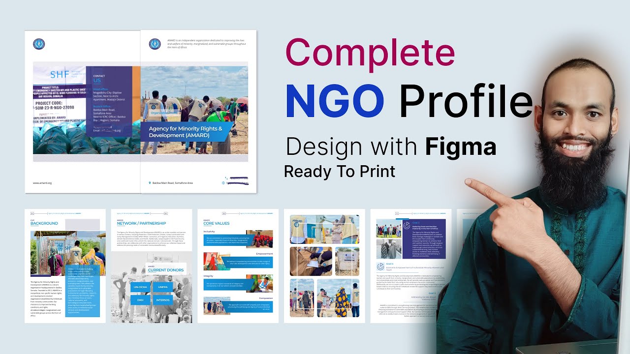 Complete ngo profile design with figma | Print ready Organization Profile by Jafar Noyon | AMARD ngo