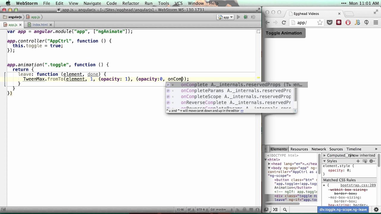 Egghead.io - AngularJS - Animating with JavaScript