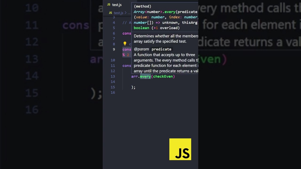every () MAGICAL JAVASCRIPT  method  #shorts #coding #javascript