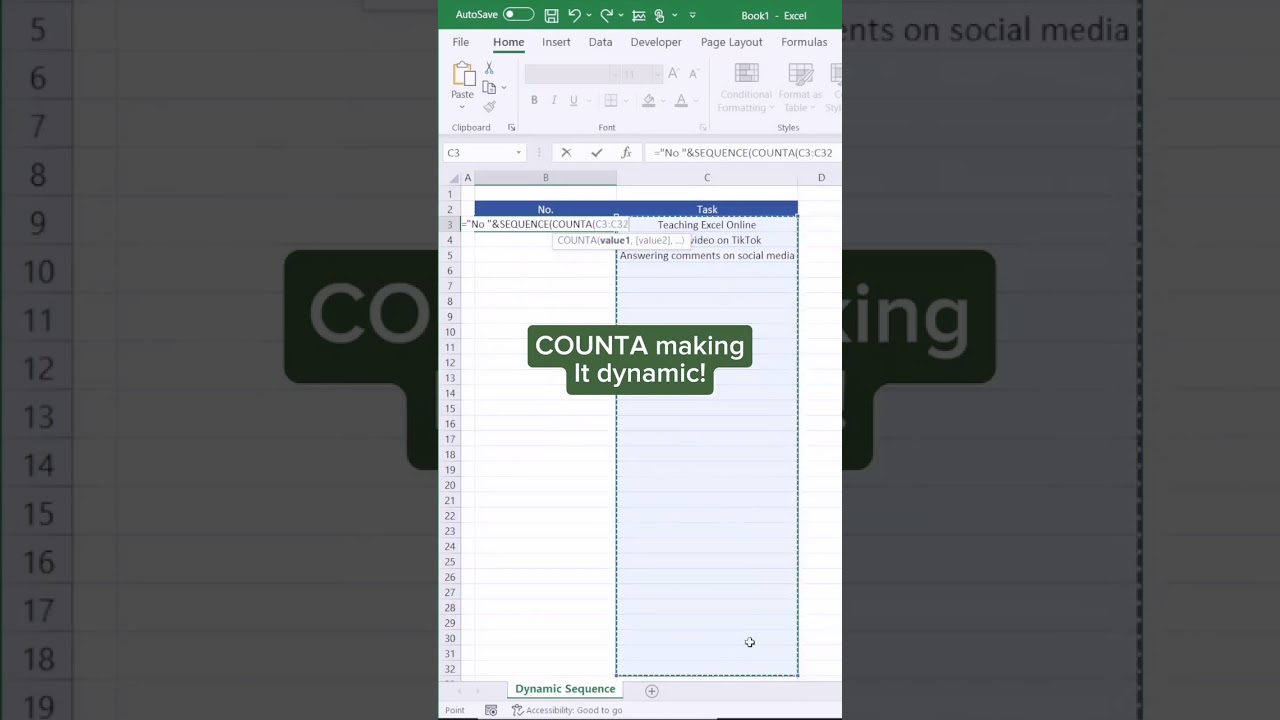 How to create a dynamic Sequence formula in Excel!
