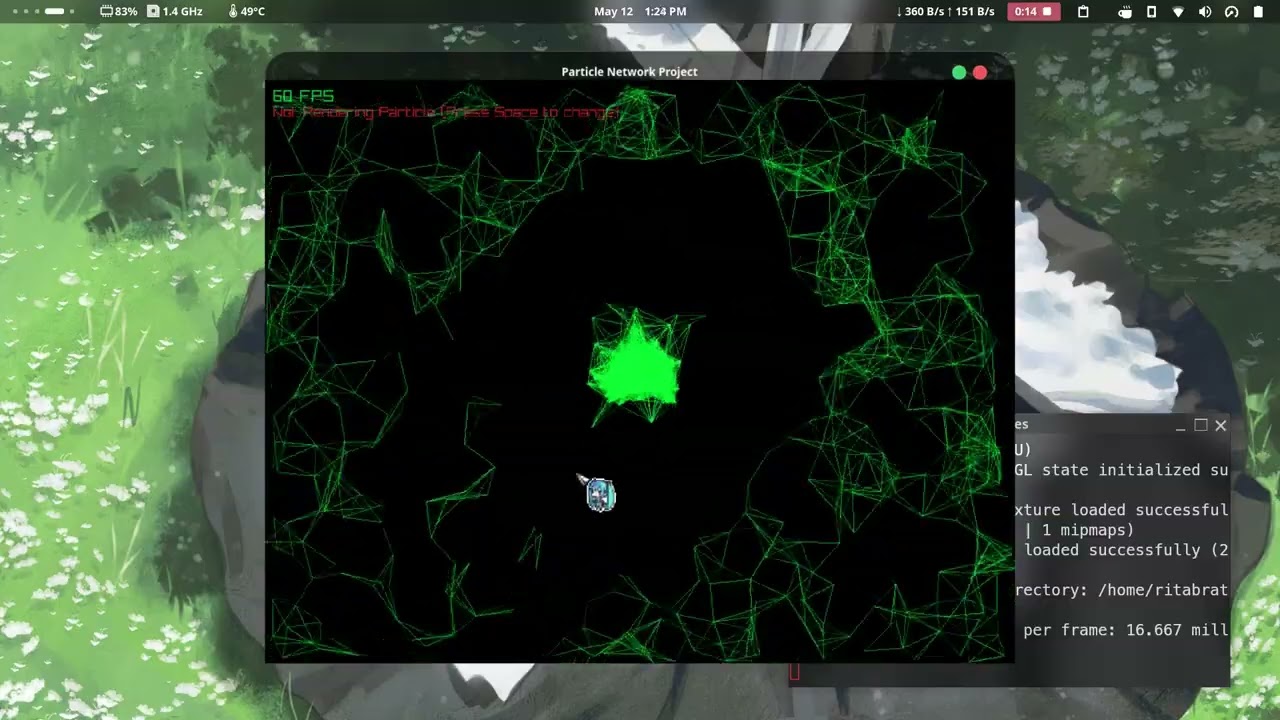 particle.js like Particle network visualization using raylib and c