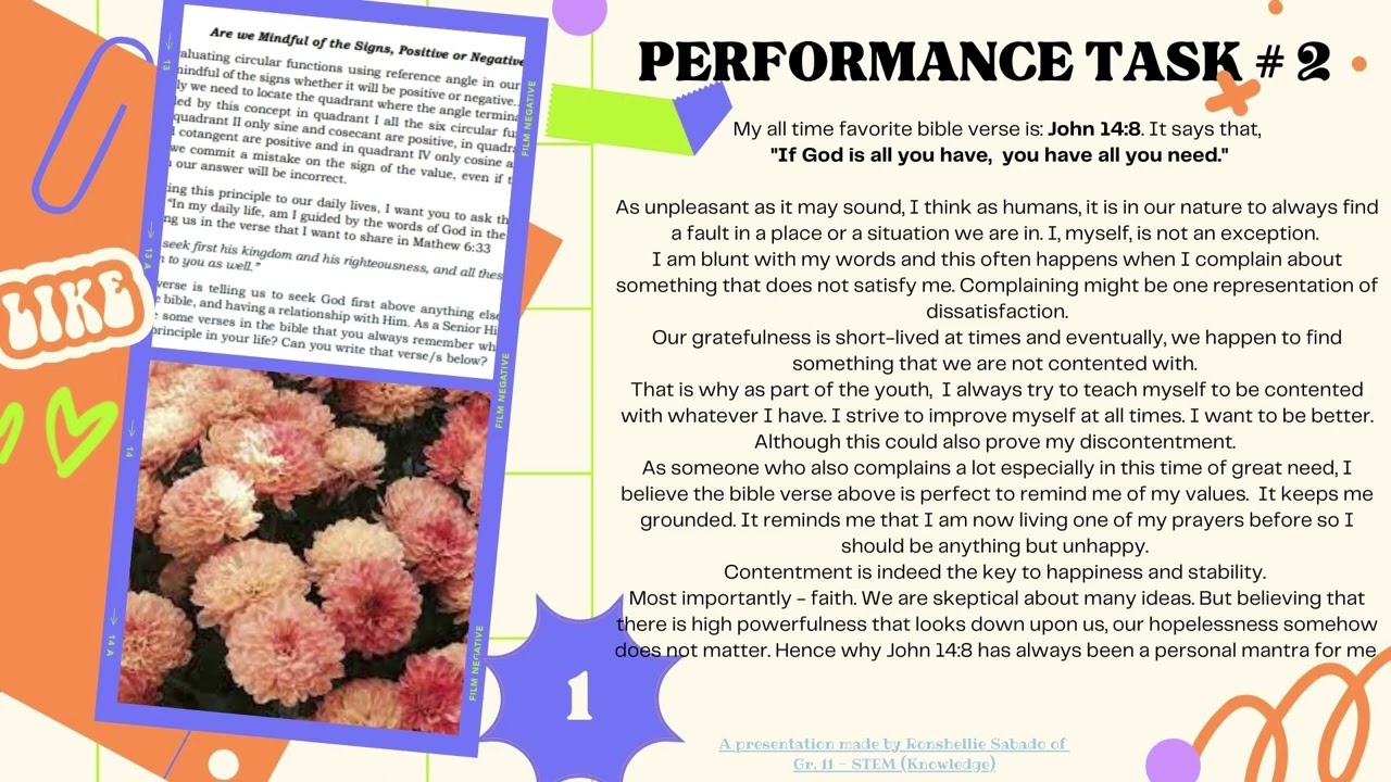 PERFORMANCE TASK    PRE CALCULUS